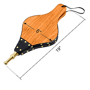 AMAGABELI GARDEN & HOME Wood Fireplace Bellows 19"x 8" Large Artificial Leather Bellow Fire Pit Air Blower With Hanging Strap Cast Nozzle Outdoor Cooking Fan Camping BBQ Grill Chimney Barbecue Tools