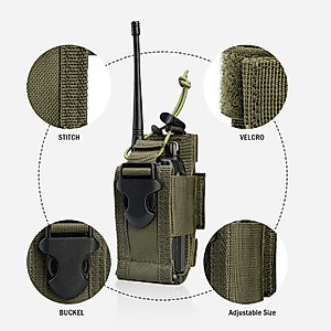 VIPERADE Radio Holster, MOLLE Radio Pouch for Vest, Universal Walkie Talkie Holster Radio Holder for Duty Belt, Police Radio Holder Tactical Radio Pouch for Baofeng, Motorola OD Green