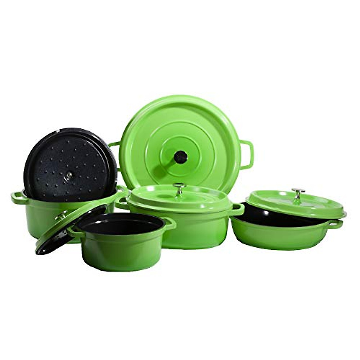 GET Heiss CA-011-G/BK Cast Aluminum Dutch Oven, 2.5 Quart, Round, Green