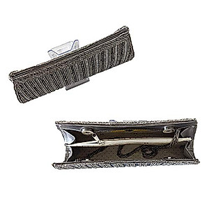 CRAFT BAZAAR Women's Handmade Beaded Wristlet Clutch Purse Sequin Evening Clutch For Brides Weddings Parties (Gray)