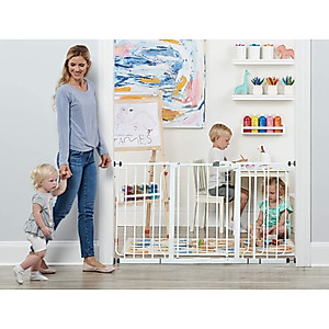 Regalo 56-Inch Extra WideSpan Walk Through Baby Gate, Includes 4-Inch, 8-Inch and 12-Inch Extension, 8 Piece Set - 4 Pack of Pressure Mounts and 4 Pack of Wall Cups and Mounting Kit, White