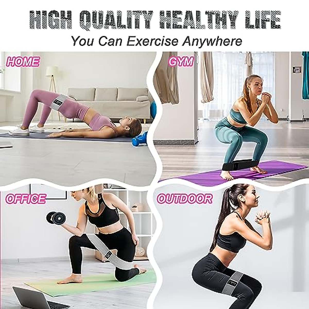 KANGFITER Fabric Resistance Bands for Working Out, 3 Level Non-Slip Booty Bands for Women and Men, Loop Exercise Bands Set for Leg and Glutes, Hip Elastic Bands for Home and Gym Fitness, Yoga, Pilates