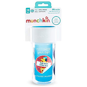 Munchkin® Miracle® 360 Insulated Sippy Cup, Includes Stickers to Customize Cup, 9 Ounce, Blue
