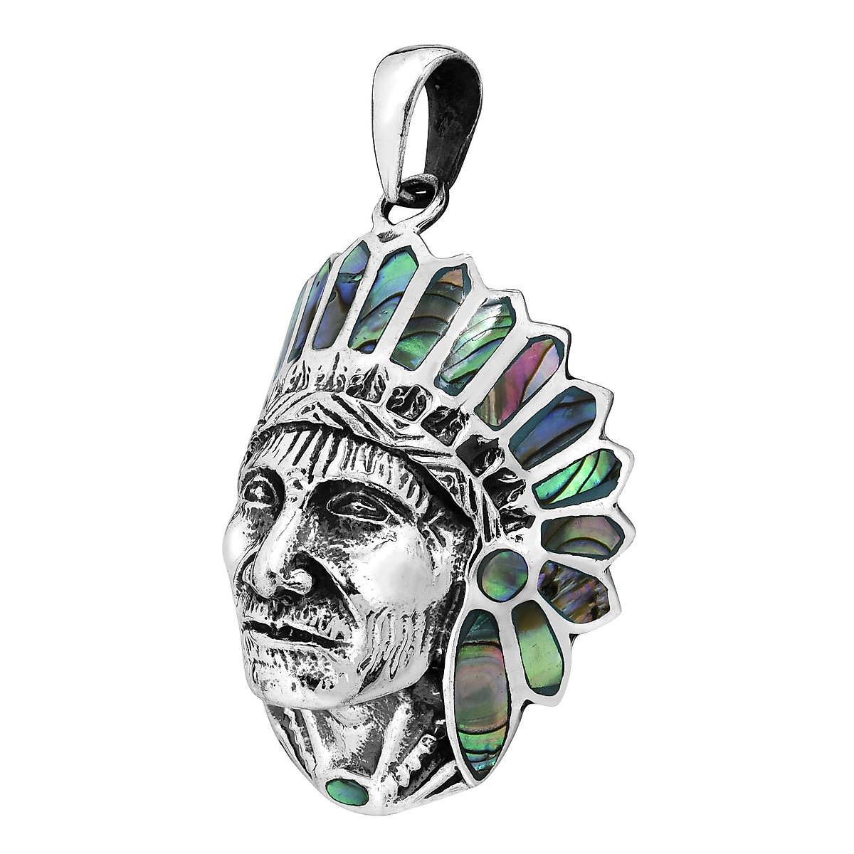 AeraVida .925 Sterling Silver Abalone Shell Native American Style Pendant