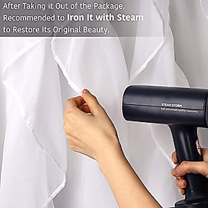 REISEN White Ruffle Shower Curtain Fabric/Cloth Farmhouse Bathroom Sheer Shower Curtain, 70in Long