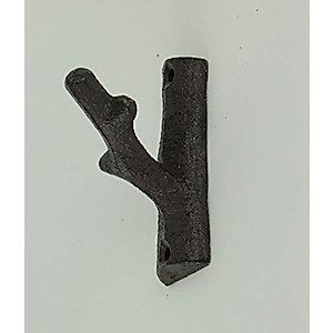 Set of 6 Rustic Brown Cast Iron Tree Branch Wall Hooks Western Décor 3.25 Inches High