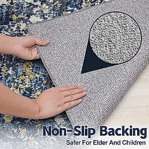 8x10 Area Rug for Living Room Bedroom: Large Washable Rug with Anti-Slip Backing Non-Shedding Stain-Resistant Soft Abstract Carpet for Dining Room Nursery Home Office (Blue/Multi)