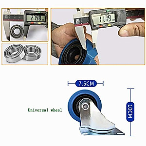 Generic Trolley Stainless Steel Tray Retractable Folding Cart 6 Wheels with Universal Wheels Hand Trucks Household Warehouse Heavy Duty Hand Trucks (Color : Without Brake, Size : 68 * 38 * 56-104cm)