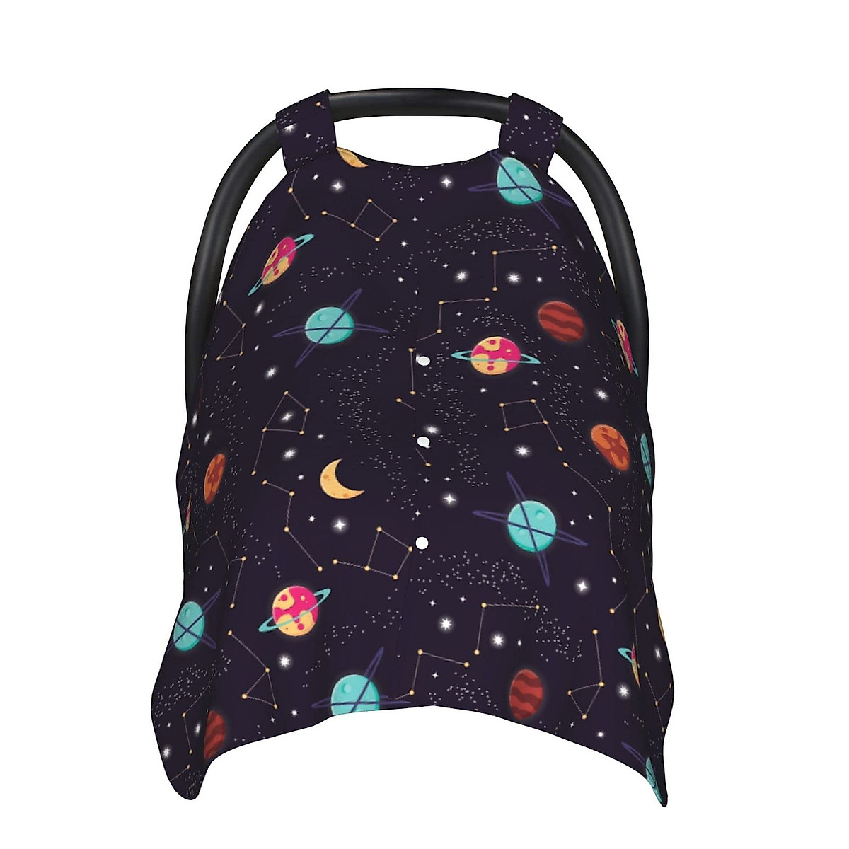 Rutiea Planets and Stars Car Seat Cover for Babies, Peekaboo Opening Minky Carseat Canopy Stroller Cover for Newborn, Mom Nursing Breastfeeding Covers, Blanket for Infant Toddler