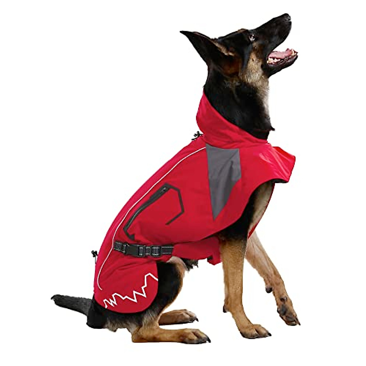 Wantdo Large Dog Padded Rain Jacket Waterproof Warm Winter Jacket Refletive Size 23 Red