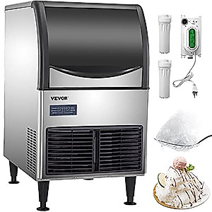 VEVOR Commercial Flake Ice Machine, 132LBS/24H Snow Flake Ice Maker with 66LBS Storage for Seafood Restaurant, Stainless Steel Construction, Quiet Operation, Auto Clean, Air Cooling