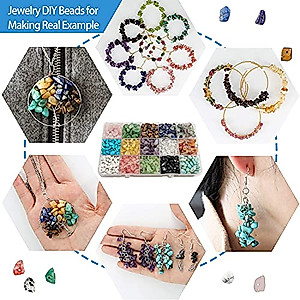 GangGangHao 1888 Pcs Natural Chip Stone Beads About 500g Irregular Gemstones Healing Crystal Loose Rocks Bead Hole Drilled DIY for Bracelet Jewelry Making Crafting (5-8mm, 15 Color Mix-S1)