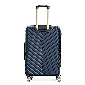 Kenneth Cole REACTION Madison Square Lightweight Hardside Chevron Expandable Spinner Luggage, Navy, 24-Inch Checked