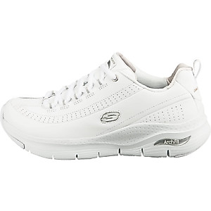 Skechers GO Golf Women's Sneaker, White Leather Silver White Trim, 9