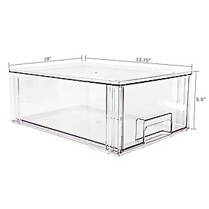 Oba Method Durable Clear 10 x 13.75 x 5.5 Acrylic Large Stackable Storage Container Drawer