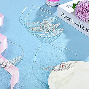 24 Pieces Girls Crystal Tiara Crown Rhinestone Tiara Headband Bling Crystal Princess Tiaras Silver Heart Crown Headband for Wedding Prom Birthday Party Hair Jewelry, 12 Styles