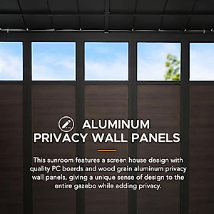 Sunjoy Outdoor Sunroom 11 ft. x 11 ft. Black Hardtop Gazebo, Rust-Resistant Aluminum Sunroom Multipurpose Studio/Hot Tub Shelter with PC Board Skylight and Mute Lock Doors by SummerCove