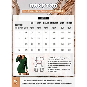 Dokotoo Women Green Sweater Dress V Neck Slim Fit Bodycon Sexy Dress Long Sleeve Cable Knit Chunky Fall Dresses Elegant Winter Pullover Jumper Sweaters Small