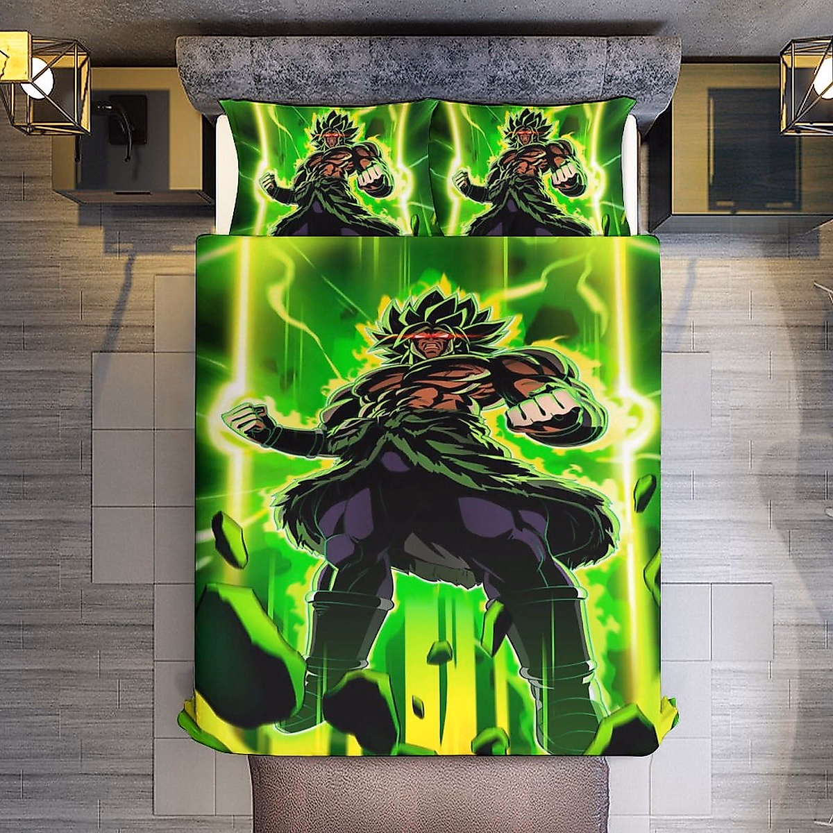 ggtg Saiyajin Broly 3-Piece Bedding Set Soft Microfiber Sheet & Pillowcase Sets Full Size Sheet Set 79"x90"