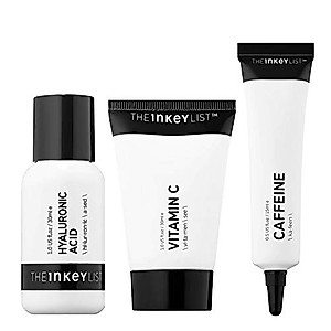 The Inkey List Anti-Aging Skincare Set! Hyaluronic Acid Serum, Vitamin C Cream And Caffeine Eye Cream! Skin Brightening Face Cream, Hydrating Face Serum & Hydrating Under-Eye Cream!