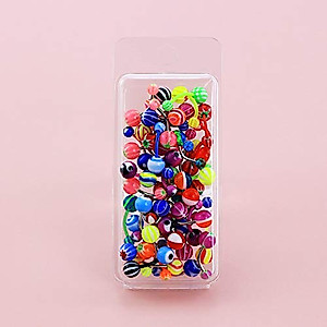CM Crareesi Mania 50PCS Belly Rings Pack Random Belly Button Bars Stainless Steel/Acrylic Banana Barbells Navel Barbell for Navel Piercing Jewellery