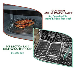 Fusion Gourmet Set of 8 Same Size Glass Food Storage Containers with Lids [4.4 cup 35 oz ea.] Airtight, Leak proof, Oven, Microwave & Freezer Safe, Reusable Meal Prep Set, Stain & Odor Resistant