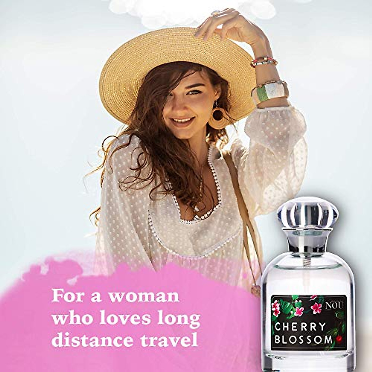 NOU Cherry Blossom Perfume – Floral Perfume with Sweet Fruity Notes – Natural Perfume for Women with Essential Oils – Fresh Smelling Perfume Cherry Blossom Perfume for Women – 1.7 fl oz EDP