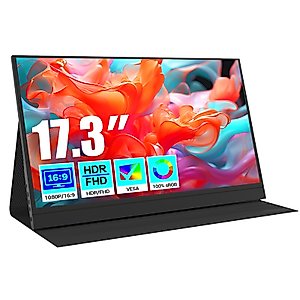 MSDONG Portable Monitor 17.3 inch 1920 * 1080,100% sRGB HDR with 2 Built in Speaker,Compatible with HDMI & Full-Feature Type-C Device