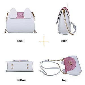 Sunwel Fashion Women Kawaii Handbag Moon Sailor Luna Cosplay Messenger Crossbody Cat Purse Sequin Satchel Shoulder Bag