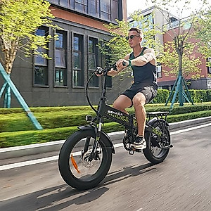 SENADA Drifter Folding Electric Bike for Adults 20 X4.0 Fat Tire Electric Bicycle (Black)