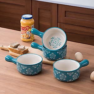 Original Heart Soup Bowls Ceramic Onion Soup Crocks, 17 Ounce Soup Bowls With Handles, Soup Crocks, Soup Bowls Oven Safe, Stackable, Nonstick, 4pcs, for kitchen