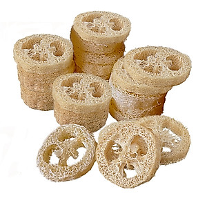 FRTIM Natural Loofah Slices for Soap Making, 20 Pieces Organic Luffa Cuts for DIY Exfoliating Soaps, Homemade Handmade Loofa Soap Supplies