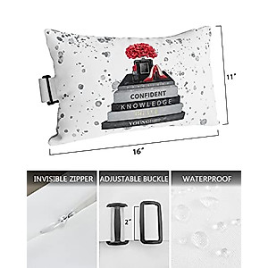 SEVENBABU Throw Pillows with Strap, Neck & Lumbar Support Pillow Oudoor Patio Pillows, High Heels Perfume and Flowers on Books Pillow for Recliner, Beach Chair, Office Chair, Sofa, Armchair