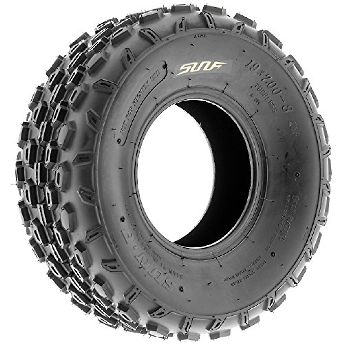 SunF Set of 4 Sport ATV Tubeless Tires 19x7-8 Front & 18x9.5-8 Rear, 4 Ply