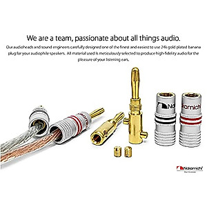 Nakamichi Excel Series 24k Gold Plated Banana Plug 12 AWG - 18 AWG Gauge Size 4mm for Speakers Amplifier Hi-Fi AV Receiver Stereo Home Theatre Radio Audio Wire Cable Screw Connector 4 Pcs (2-Pairs)