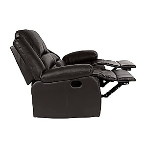 Lexicon Azrael Faux Leather Double Manual Reclining Loveseat, 62" W, Brown