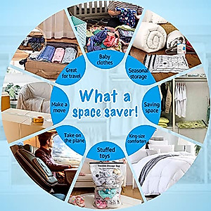 Vacuum Storage Bags 12-Pack (3 Jumbo, 3 Large, 3 Medium, 3 Small) Vacuum Sealer Bags for Bedding, Compression Space Bags for Comforters & Blankets, Space Saver Bags Clothing Storage Premium Thicker…