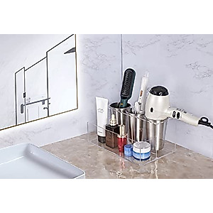KAITELA Clear Acrylic Hair Tool Organizer, Blow Dryer Hot Tools Holder, Bathroom Vanity Countertop Storage Stand for Makeup, Curling Iron, Flat Iron, Blower