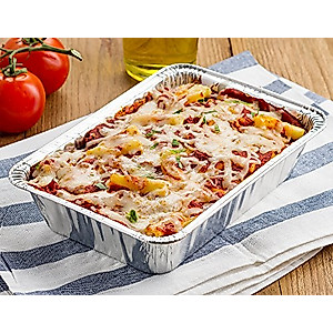 [20 Pack - 2 1/4 lb. Combo] Propack Disposable Aluminum Foil Meal Prep Cookware Oblong Pans With Foil Lids, Oven, Toaster, Grill, Cooking, Roasting, Broiling, Baking, Event, Take Out, Restaurant