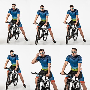 MOXILYN Men's Bike Clothing Set Cycling Jerseys Road Bicycle Shirts Kit + Bib Shorts Quick-Dry Full Zipper Riding Clothes