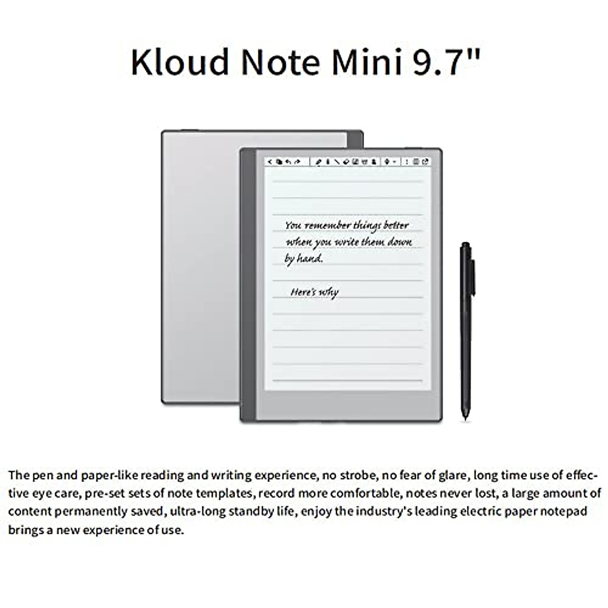 Geniatech Android E-Ink ePaper Tablet, Paperwhite e Reader Note Taking, Real-time Cloud Syn ebook Reader, Support Wireless Screen Sharing, Drawing Paper White for Writing Graphics Notepad (9.7")