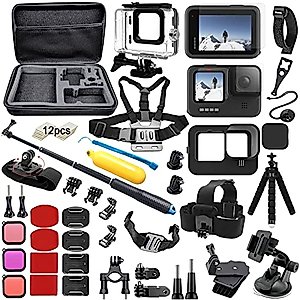 BMUUPY Accessories Kit for Gopro Hero 11 10 9 Black Accessory Bundle Waterproof Housing Case Filter Silicone Protector Lens Screen Tempered Glass Head Chest Strap Mount Set for Gopro11 Gopro10 HERO11