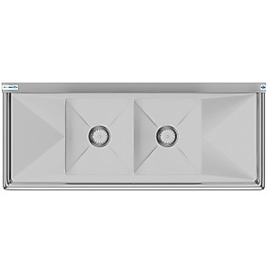 KoolMore - SB141611-12B3 2 Compartment Stainless Steel NSF Commercial Kitchen Prep & Utility Sink with 2 Drainboards - Bowl Size 14" x 16" x 11", Silver