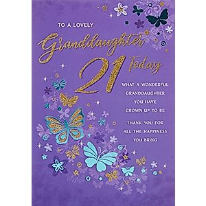 Regal Publishingn Modern Milestone Age Birthday Card 21st Granddaughter -,Green- 9 x 6 inches