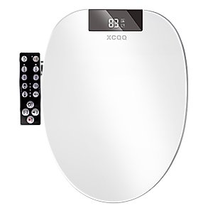 XCQQ Bidet Toilet Seat Round, Unlimited Warm Water, Heated Toilet Seat, Warm Air Dryer, Rear and Feminine Washing, Soft Closed Toilet Lid, Night Light, Smart Toilet Seat with Bidet Requires Outlet