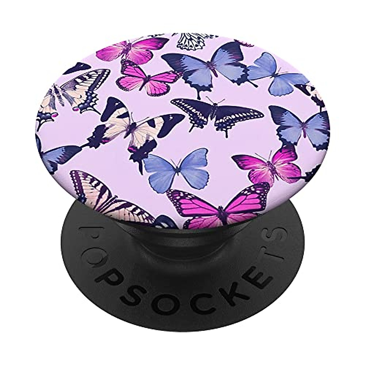 Cute Colorful Butterfly Design Pattern On Pink PopSockets Swappable PopGrip