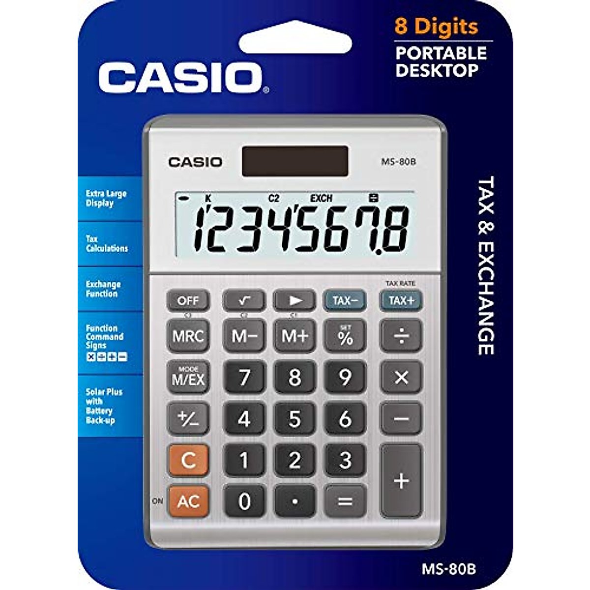 Casio MS-80B Standard Function Desktop Calculator,Black 147D×103W×28.8H mm