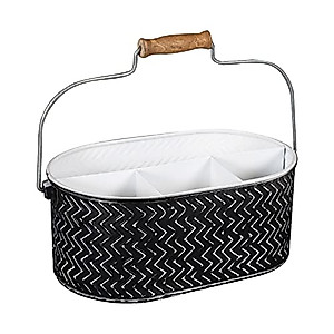 Utensil Caddy,Galvanized Bucket,Galvanized Utensil Holder,Silverware Caddy,Metal Caddy,Outdoor Utensil Caddy,Tin Utensil Holder,Utensil Caddy for Parties,Picnic Caddy,Farmhouse Utensil -Antique Black