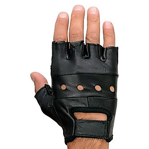 Milwaukee Leather SH216 Men's Black Leather Gel Padded Palm Fingerless Motorcycle Hand Gloves W/Breathable ‘Open Knuckle’ - XX-Large