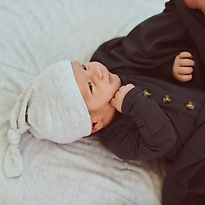 Nuzzly Baby Knotted Gown | Super Soft & Stretchy | Newborn Girl/Boy | Gender Neutral | Size 0-3 Months (Shadow)